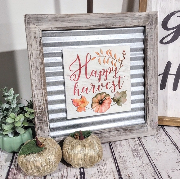 Hobby Lobby | Holiday | Happy Harvest Rustic Wood Galvanized Metal Sign ...